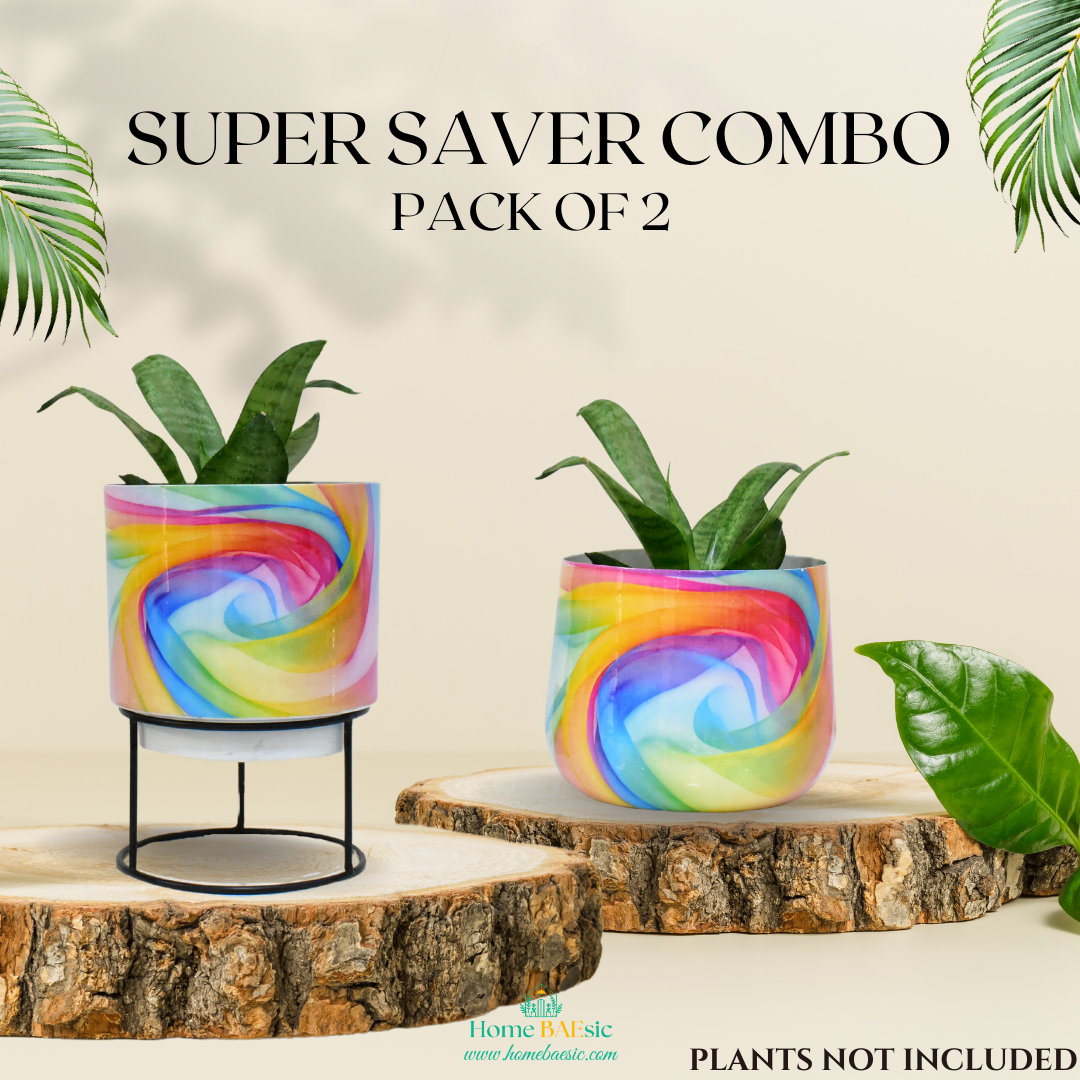 Buy Designer Rainbow Breeze Indoor Metal Planters for Home & Garden |Super Saver Combo – Home BAEsic